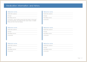 Medication Information and History Form | Download Sample