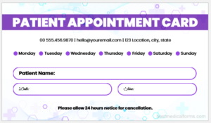Patient Appointment Card Templates for Word | Download