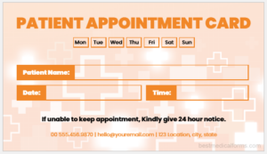 Patient Appointment Card Templates for Word | Download