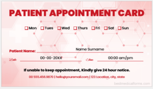 Patient Appointment Card Templates for Word | Download