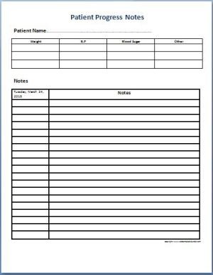 Patient Progress Notes Form | Printable Medical Forms, Letters & Sheets