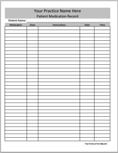 Medication Record Form Templates | Download Samples