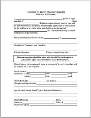 Authorization Form for Child's Medical Treatment | Download