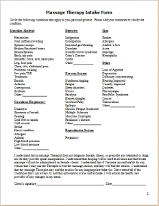 Massage Client Intake Form Template | Download & Edit Sample