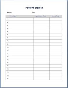 Patient Sign-in Sheet Templates for Word | Download Samples