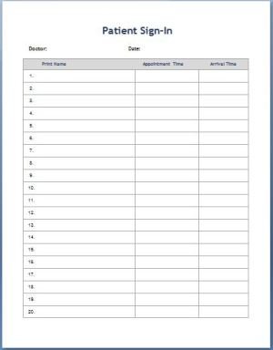 Patient Sign-in Sheet Templates for Word | Download Samples