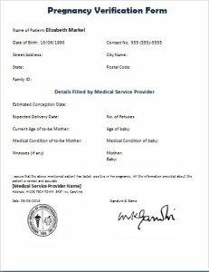 Verification of Pregnancy Form Templates | Download Samples