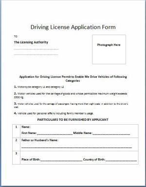 Driving License Application Form Template | Download Sample