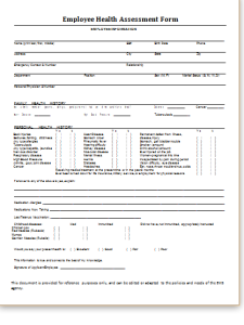 Employee Health Assessment Form Templates | Download Sample