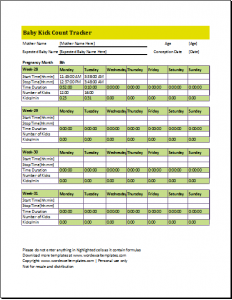 MS Excel Baby Kick Count Tracker Template | Download