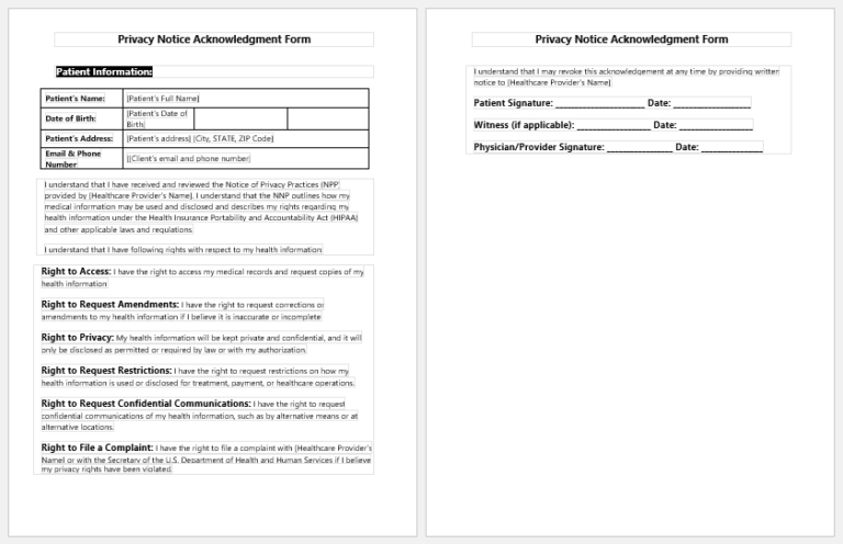 Patient Registration Form Templates for Various Patients