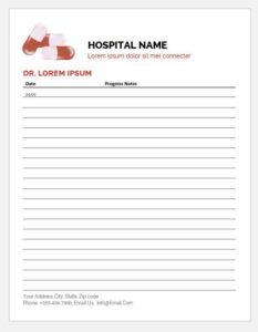 Internal Medicine Progress Notes for MS Word | Download