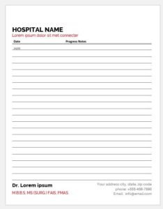 Internal Medicine Progress Notes for MS Word | Download