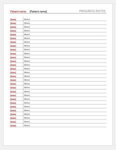 Patient Progress Notes Templates for MS Word | Download File