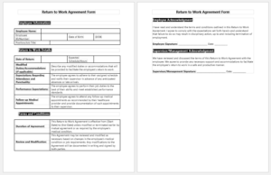 Return to Work Form Templates for MS Word | Download Sample