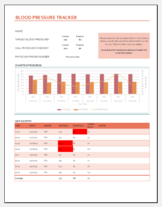 Blood Pressure Tracking Chart Templates | Download Sample