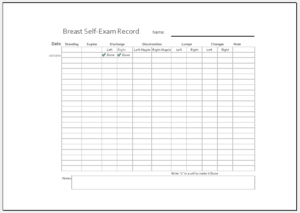 Breast Self-Examination Record Sheet Template | Printable Medical Forms ...