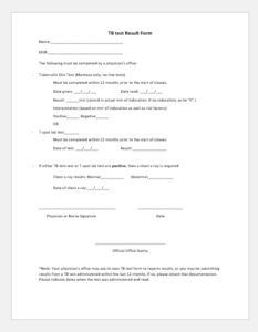 Printable Tuberculosis (TB) Test Forms | Download