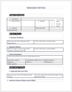Printable Tuberculosis (TB) Test Forms | Download