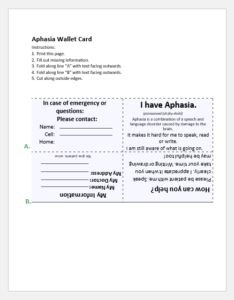Aphasia Wallet Card Template for Word | Download