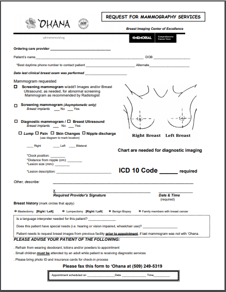 Mammogram Screening Forms Pdf Ms Word Download