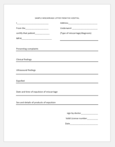 Miscarriage Letter from Doctor | Download