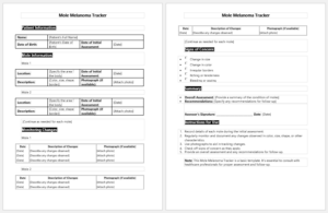 Mole Melanoma Tracker Template for MS Word | Download File