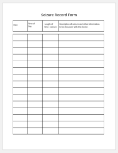Seizure Record Form Templates for MS Word | Download Samples