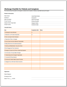 Hospital Discharge Forms & Patient Care Sheets | Download
