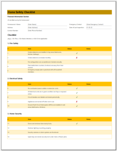 Home Safety Checklist Templates for Excel | Download & Print