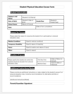 Student Physical Fitness Form Template for Word | Download