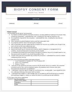 Biopsy Consent Form Template for Word | Download