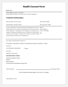 Health Consent Form Templates for Word | Download Sample