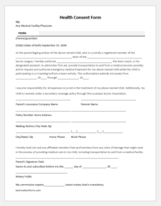 Health Consent Form Templates for Word | Download Sample