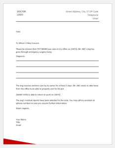Vet Excuse Notes Template for Word | Download Samples