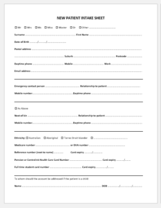 New Patient Intake Sheet Template | Download Sample