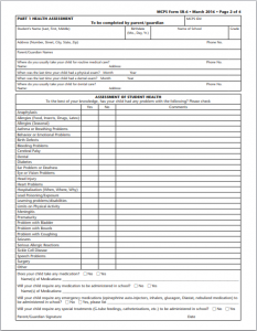 Student Health Assessment Form | Download Form