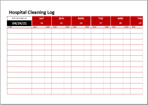 Hospital Cleaning Log Template for MS Excel | Download FREE