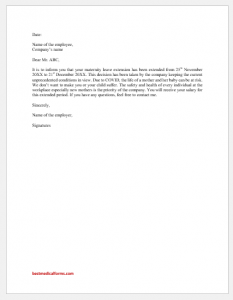 Maternity Leave Extension Letter due to COVID | Download