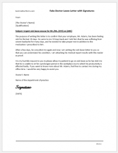 Fake Doctor Leave Letter with Signatures | Letter Format