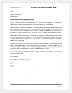 Private Practice Announcement Letter | Letter format