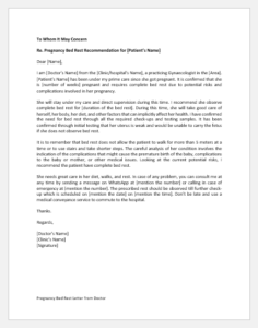 Pregnancy Bed Rest Letter from Doctor | Download Samples