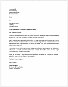 Maternity Leave Extension Letter for Baby Care | Download