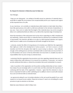 Maternity Leave Extension Letter for Baby Care | Download