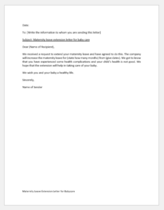 Maternity Leave Extension Letter for Baby Care | Download