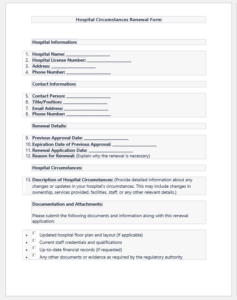 Form for Renewal of Hospital Circumstances | Download Sample