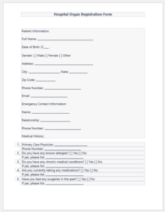 Hospital Organ Carries Out Registration Form | Download