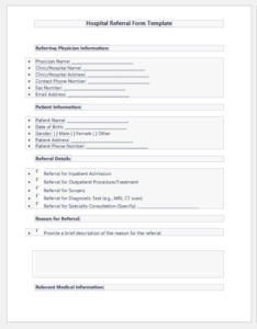 Hospital Referral Form Template for Word | Download Sample