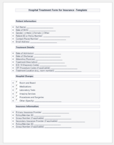 Hospital Treatment Form for Insurance | Download Word Files