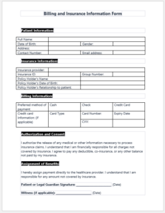 Billing and Insurance Information Forms | Download Template